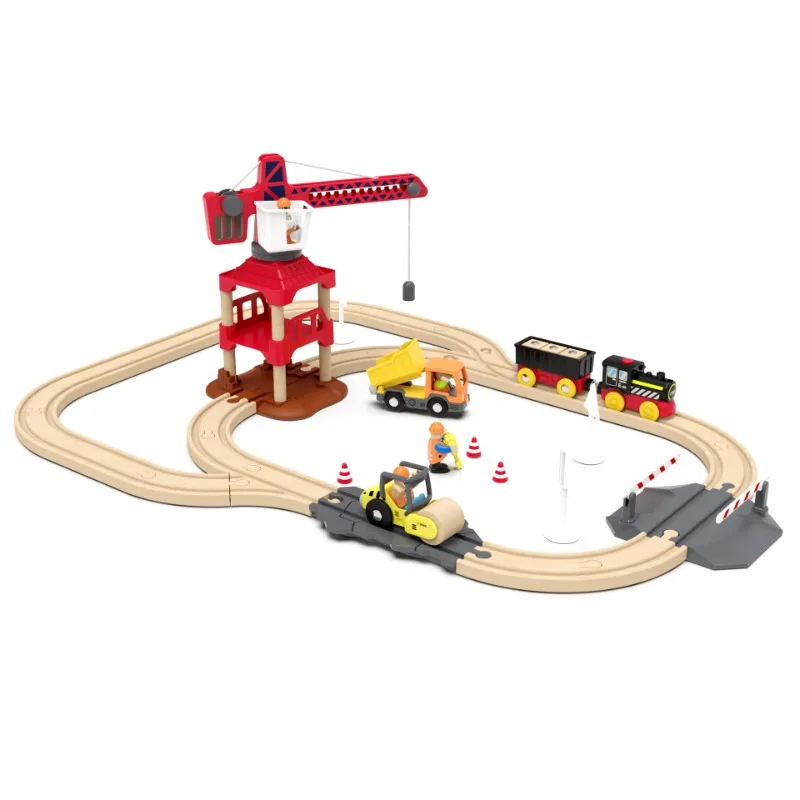 Wooden-Railway-Track-Set-Electric-Train-Magnetic-Model-Car-Diecast-Slot ...