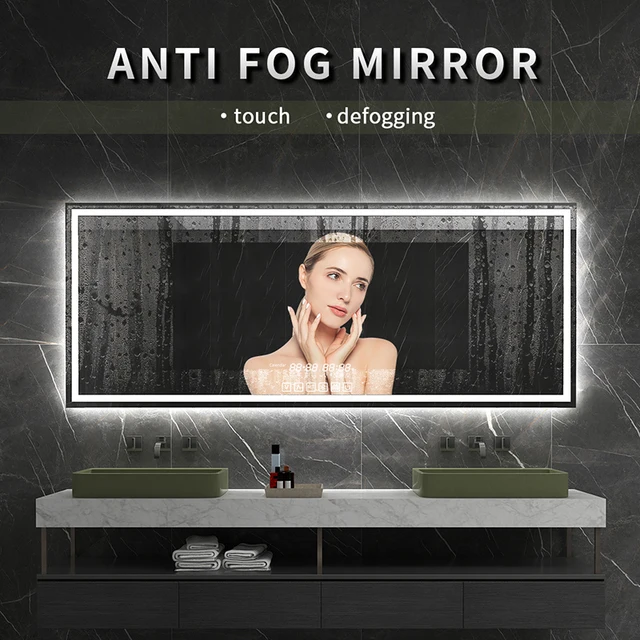Anti-fog Smart Bath Mirror with Backlight Touch Control Switch Led Lighting Brightness Dimmable ...