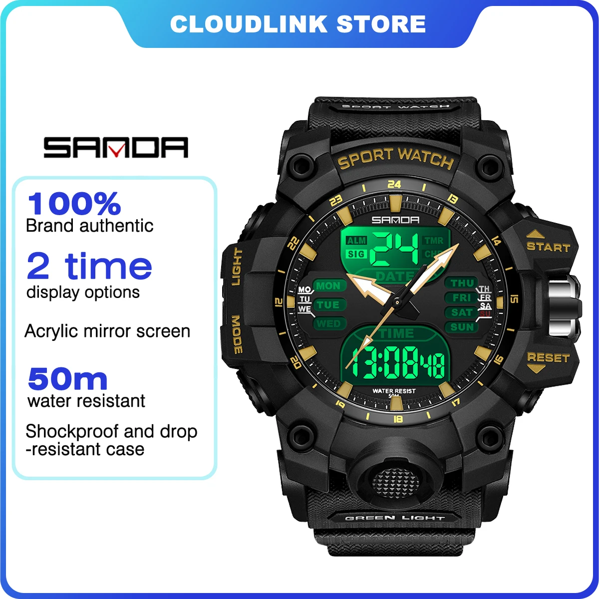 Sanda-6126-Digital-LED-Display-Men-s-Watch-3ATM-Water-Resistant-Movt ...