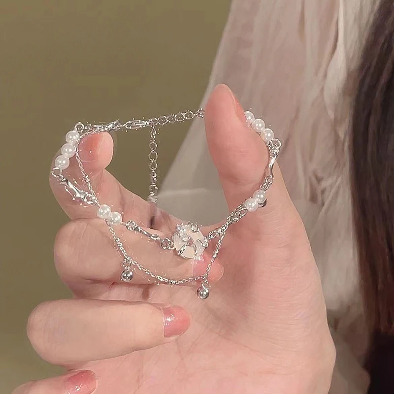 Unique-Design-Sliver-plated-Hotan-Jade-Bell-Bracelet-For-Women-Girl-Double-Layer-Pearl-Irregular ...