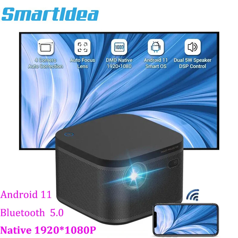 Smartldea UHD 4K 1080P 프로젝터, 1000 Ansi, 안드로이드 11 RAM 2G ROM 32G 블루투스 5. ...