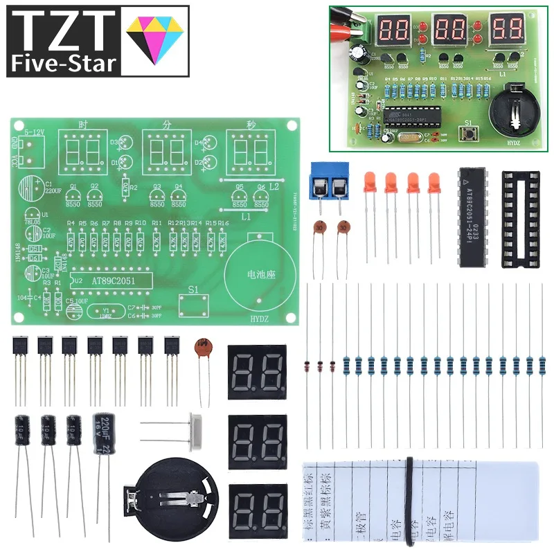 DIY-Kits-AT89C2051-Elektronische-Uhr-Digital-Rohr-LED-Display-Suite ...