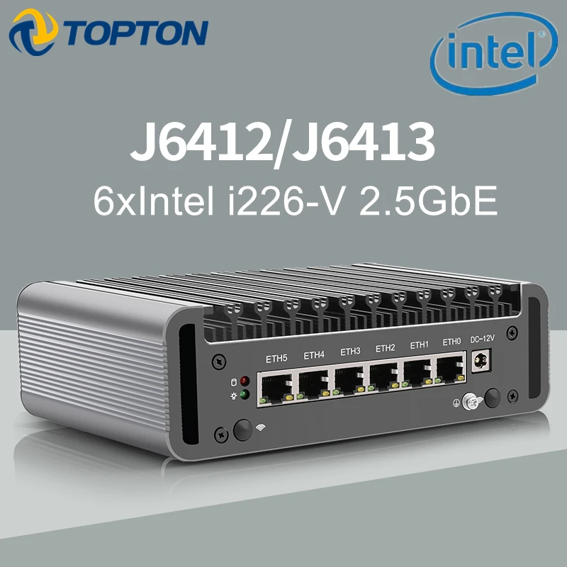 New 12th Gen Micro Firewall Appliance 6 Intel I226-v Nic Ports Fanless Mini Pc Celeron J6413 ...