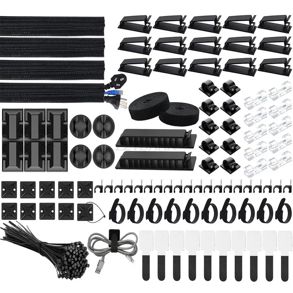 200-PCS-Cord-Organizer-Kit-with-Cable-Sleeve-Split-Roll-Self-Tie-Self ...