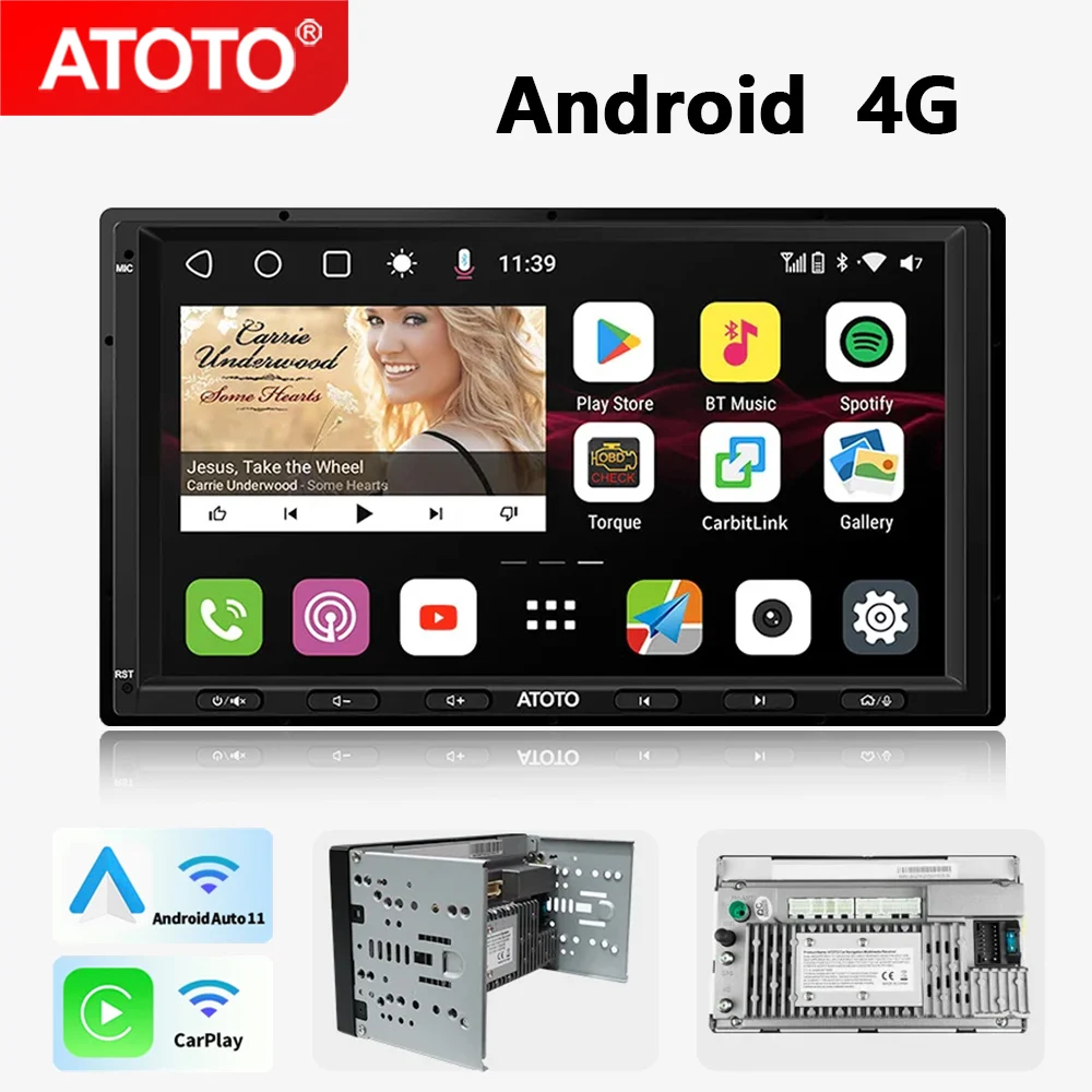 ATOTO-CarPlay-Android-sem-fio-r-dio-do-carro-Bluetooth-duplo-7-Polegada ...