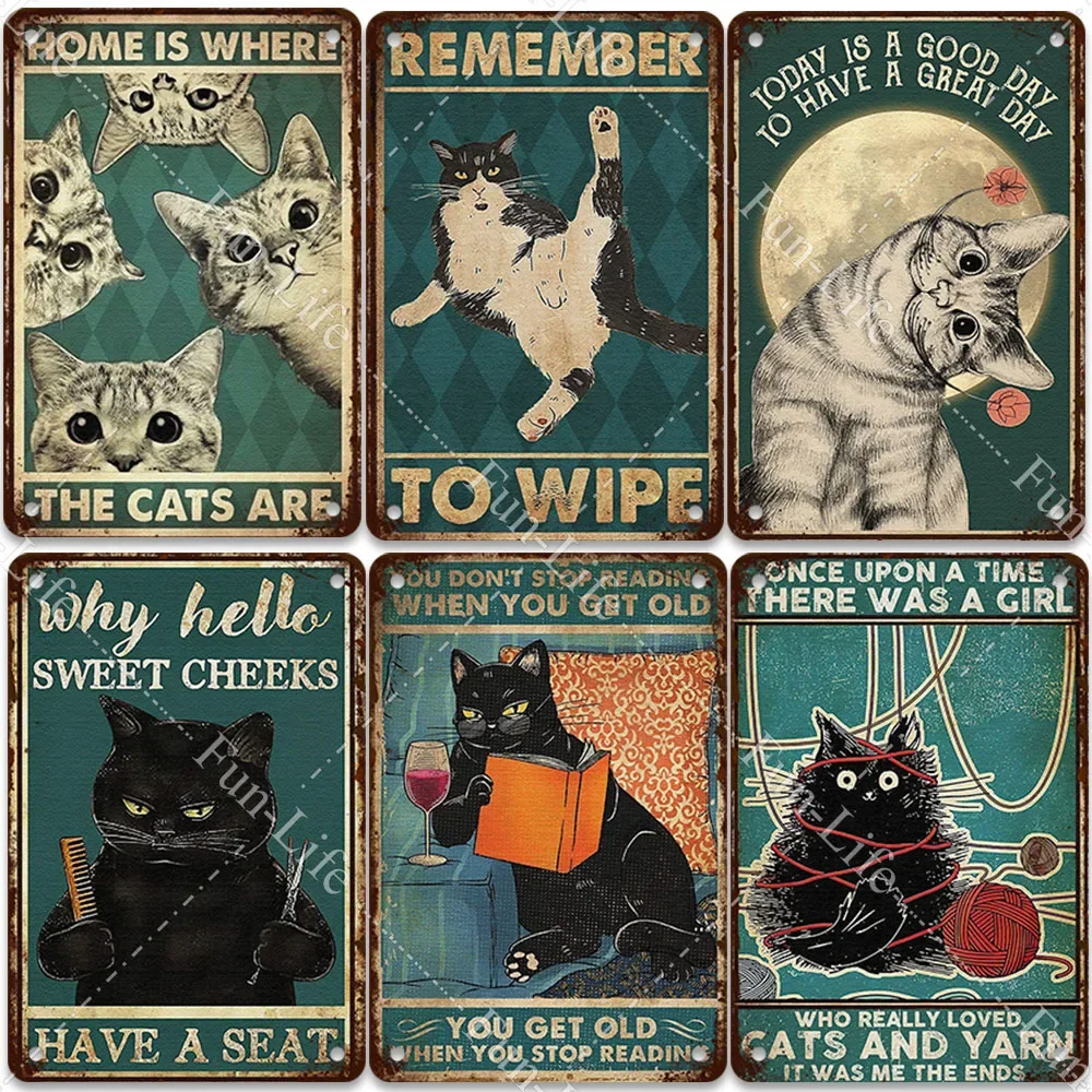 Lustige-Katze-Vintage-Metall-Zeichen-Retro-Haustier-Zinn-Zeichen-Kunst-Home-Dekoration-f-r ...
