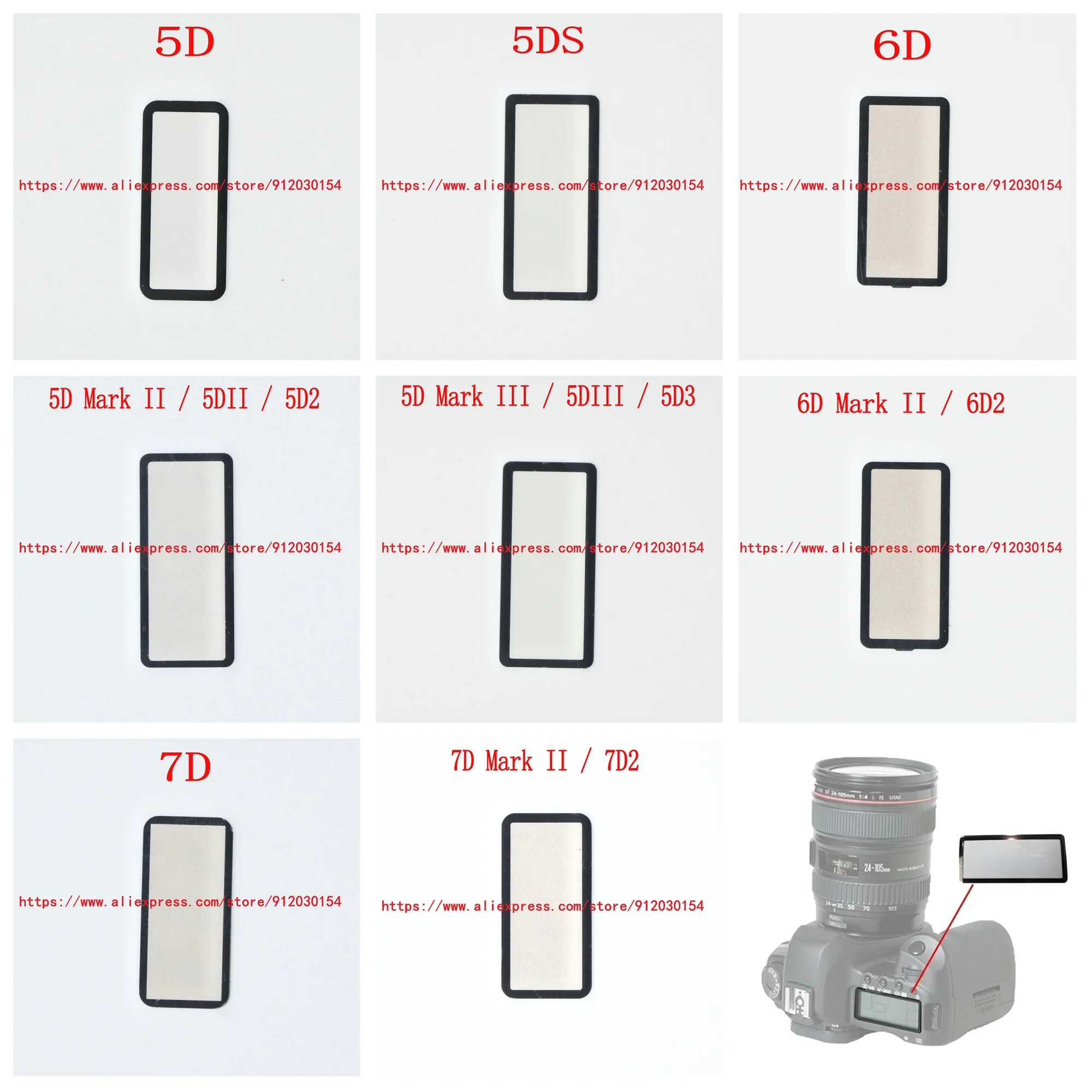NEW-Top-Outer-Small-LCD-Display-Window-Glass-Cover-Acrylic-For-Canon ...