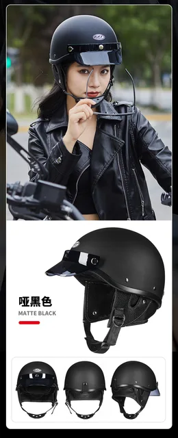 Motorcycle Half Helmets Scooter Safety Helmet With Quick, 57% OFF