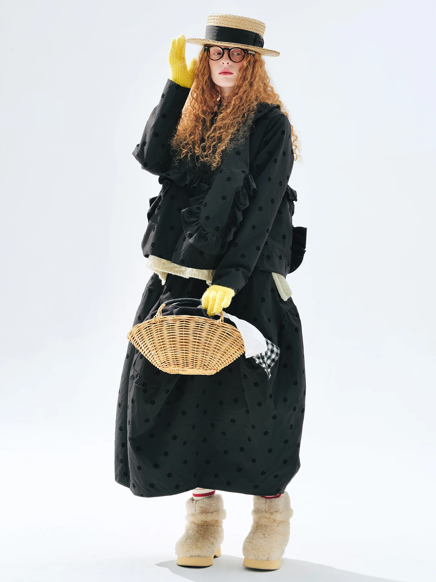 Women's Cotton-padded Jacket with Ruffled Doll Collar Loose and Age ...