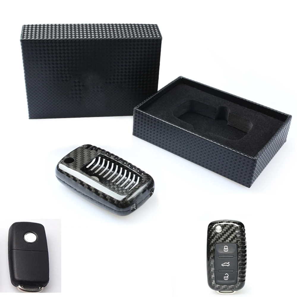 Carbon Fiber Auto Smart Remote Key Fob Case Bag Decoration Shell Cover ...