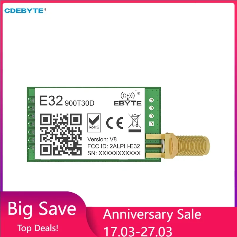 SX1276-LoRa-Module-30dBm-868MHz-915MHz-Wireless-UART-Transmitter ...