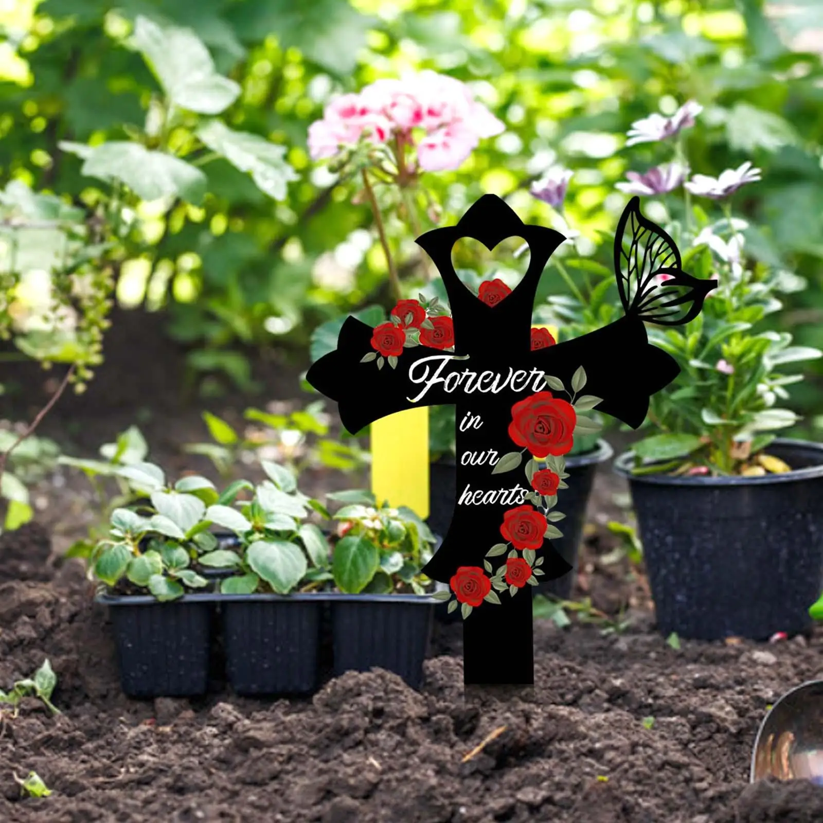 Cemetery-Memorial-Cross-Stake-Metal-Cross-for-Outdoors-Graveyard ...