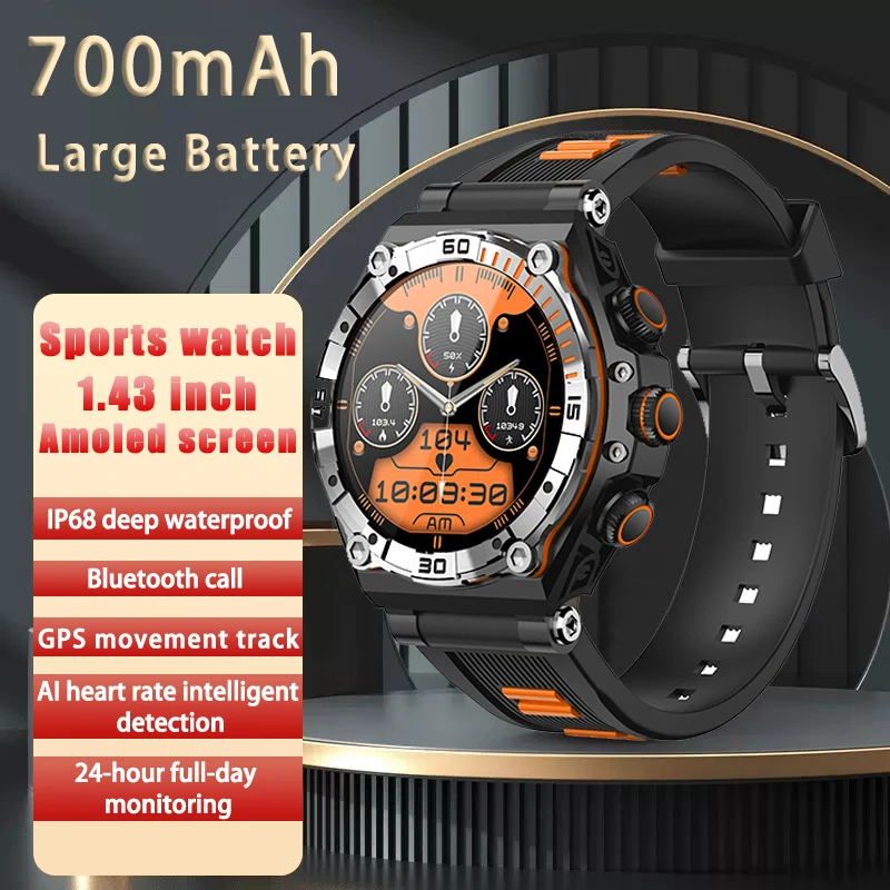700mAh-Big-Battery-SmartWatch-1-43inch-Large-Screen-IP68-Waterproof ...