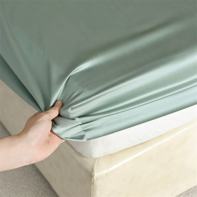 100% Mulberry Silk Fitted Bed Sheet with Elastic Bands 23 Momme Smooth ...