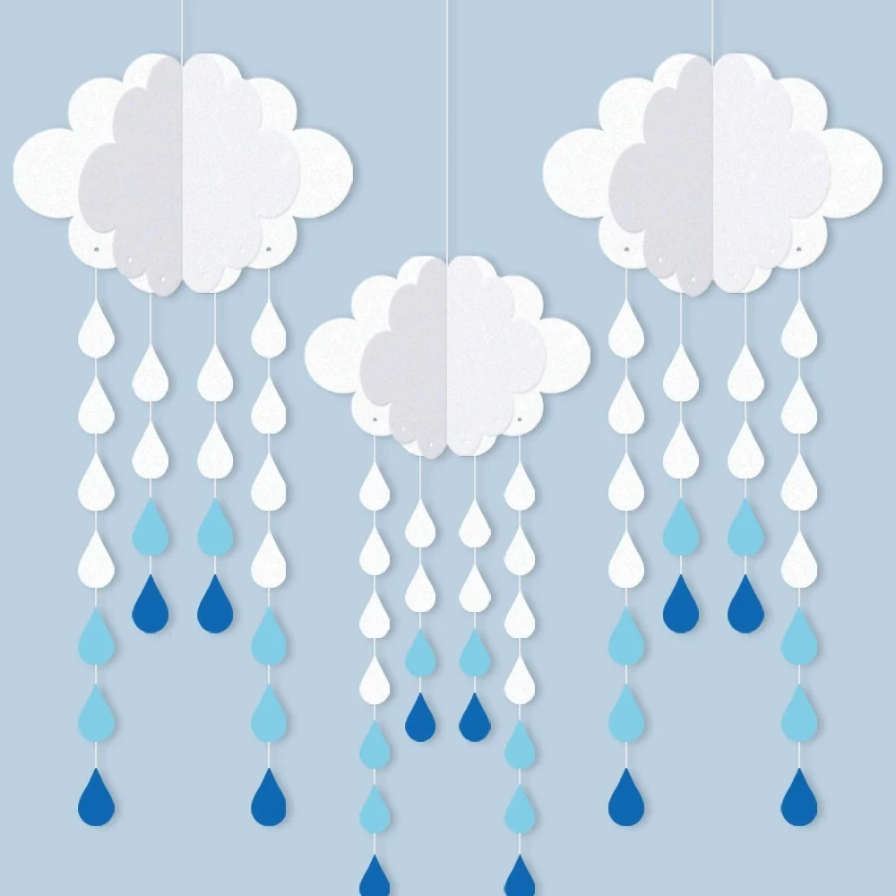 3pcs Clouds Rain Decorations for Ceiling Artificial Fake Clouds Props ...