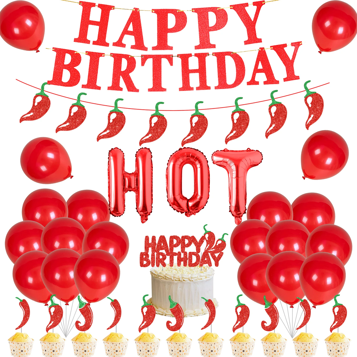 Chilli-Birthday-Party-Decorations-Latex-Balloons-Happy-Birthday-Banner ...