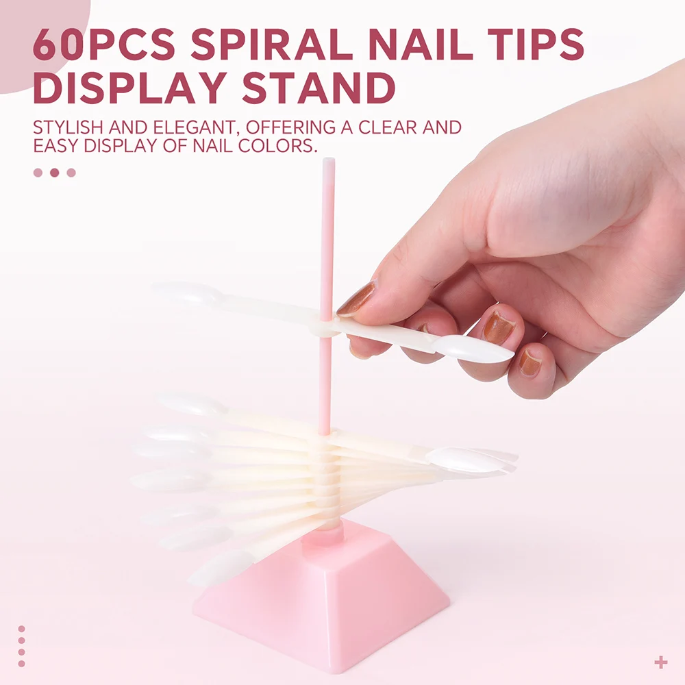 60Pcs-Tips-Spiral-Nail-Display-Stand-Natural-Color-Chart-Gel-Polish ...