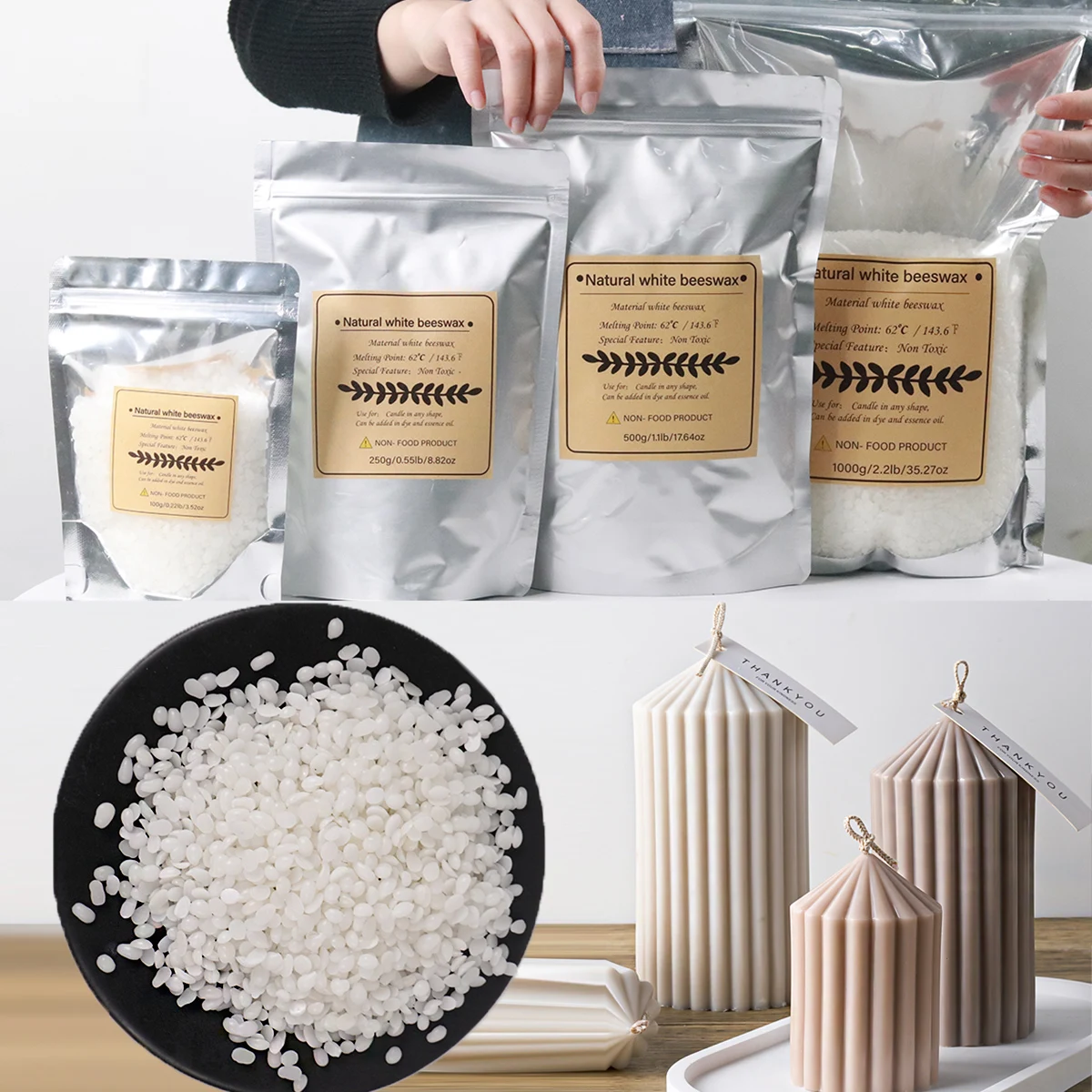 500g-1000g-White-Beeswax-Pure-Natural-Cosmetic-Grade-Top-Quality-DIY ...