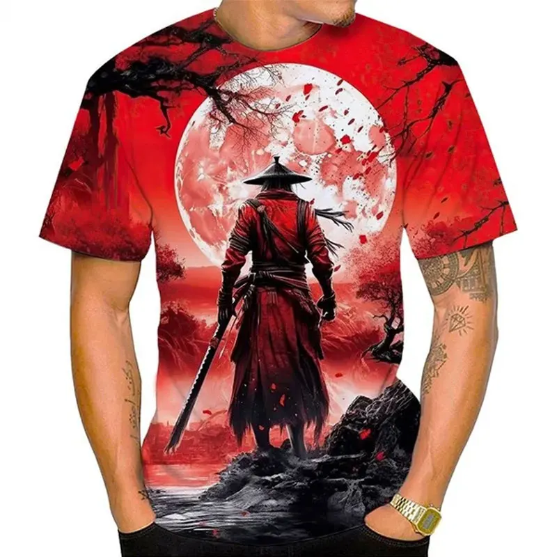 Summer-Japanese-Ninja-Pattern-3D-Printing-T-Shirt-New-Samurai-Sakura ...