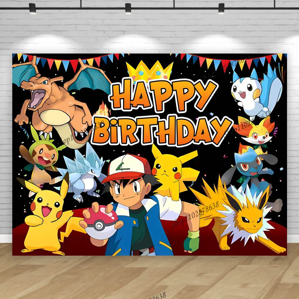 Pokemon-Backdrop-Boy-Kid-Birthday-Party-Photography-Background-Pet-Elf ...