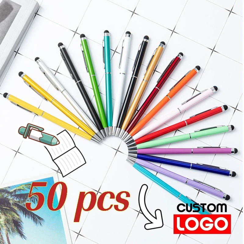 50 Stück 13 Farben Metall 2-in-1 Stylus Universal Kugelschreiber ...