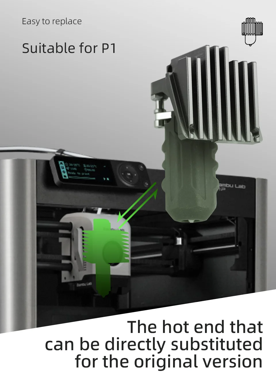 Mellow NF FluxHeat Hotend For Upgrade Bambu Lab P1P P1S TZ Hotend Voron ...