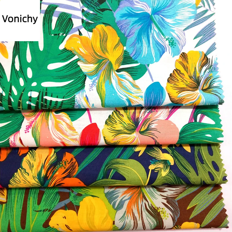 3-5-10m-Colorful-Tropical-Rainforest-Leaf-Print-Cotton-Fabric-Men-s ...