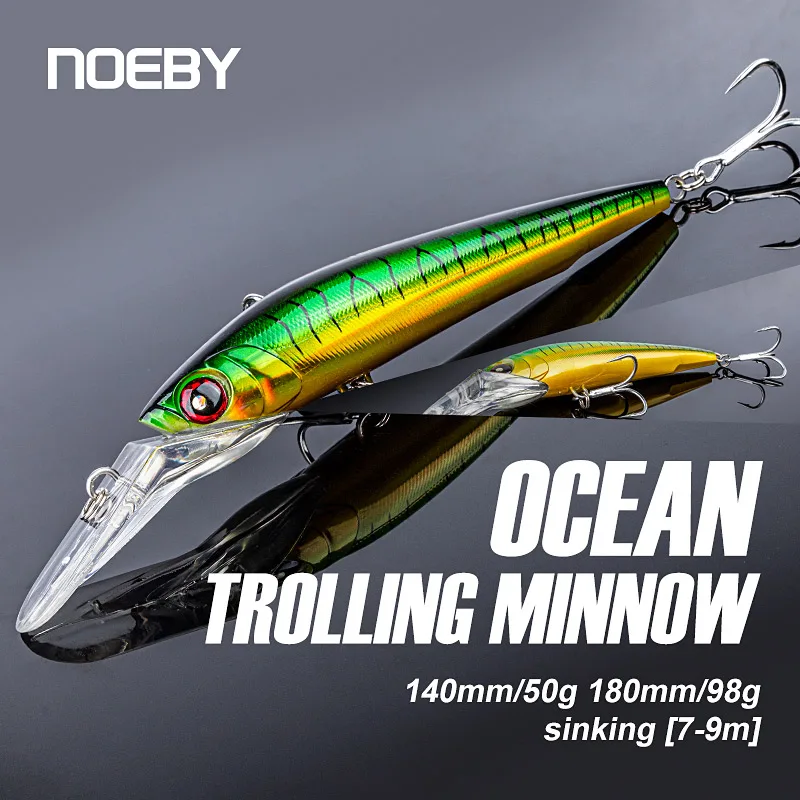 NOEBY Trolling Sinking Minnow Fishing Lure 140mm 50g 180mm 98g ...