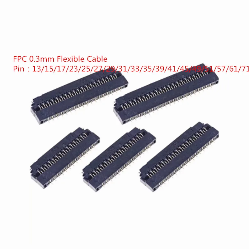 FPC 0.3mm Flexible Cable Connector Socket Clamshell Bottom Contact Type ...
