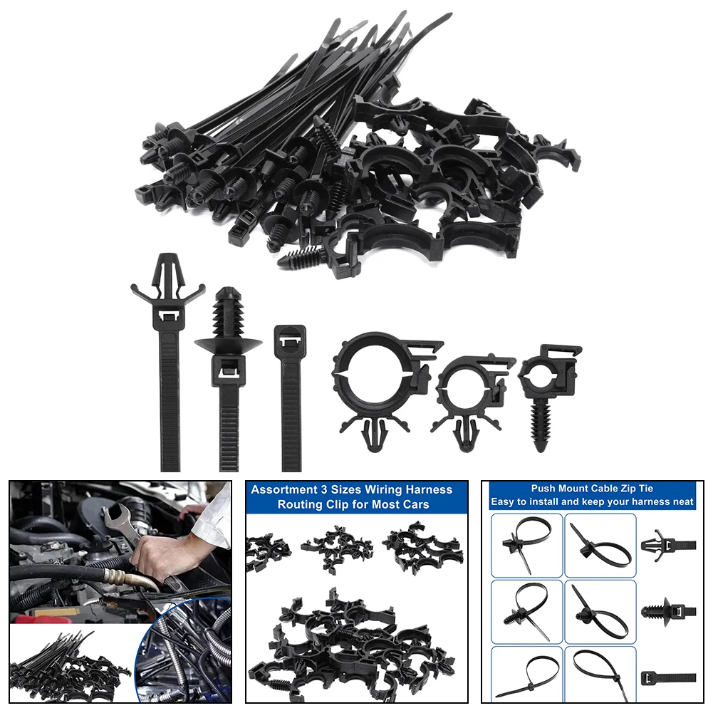 45Pcs Universal ﻿car Wire Harness Fastener Clamp Clips Cable Push Mount ...