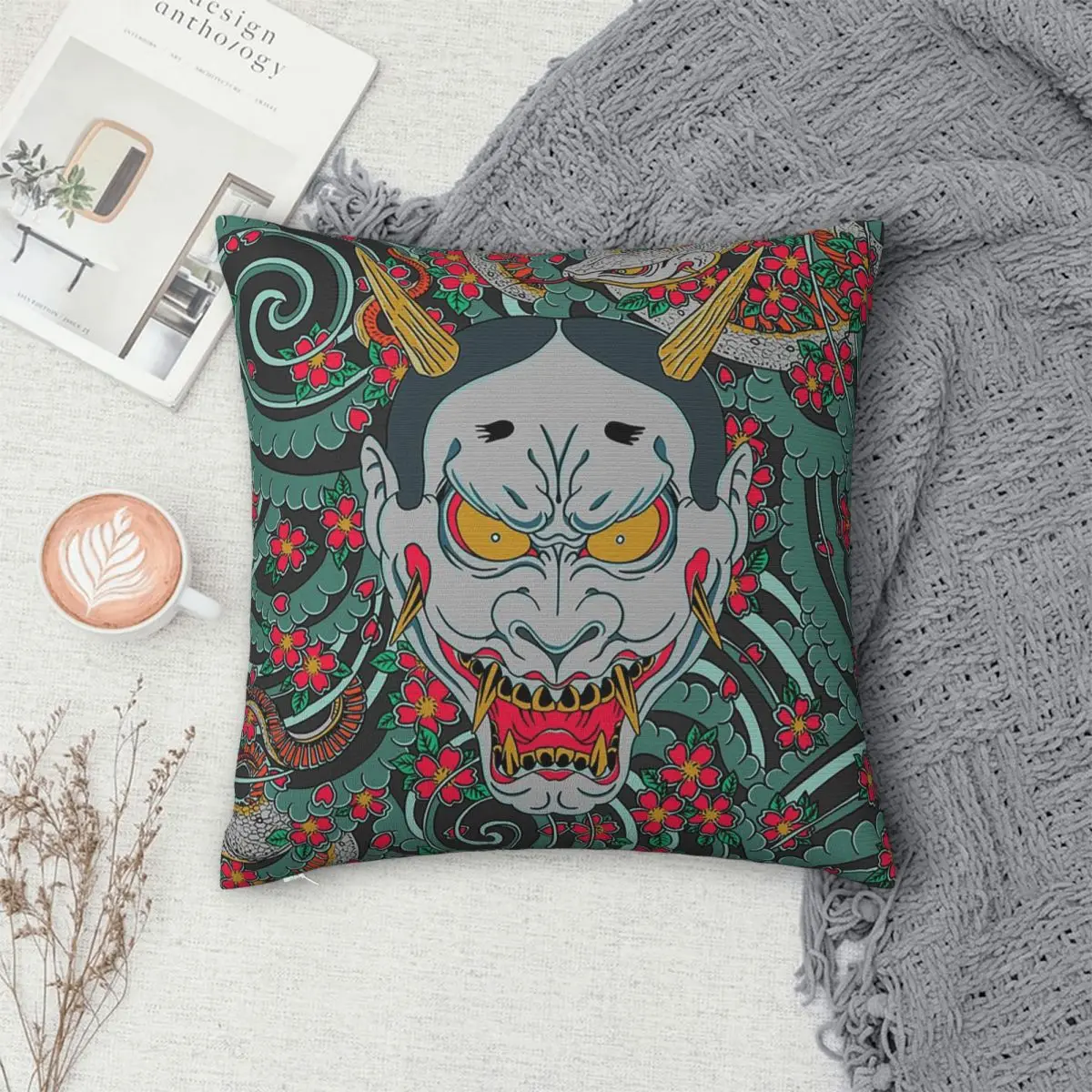 Goro Majima Hannya Yakuza Japanese Mask Square Pillowcase Pillow Cover ...