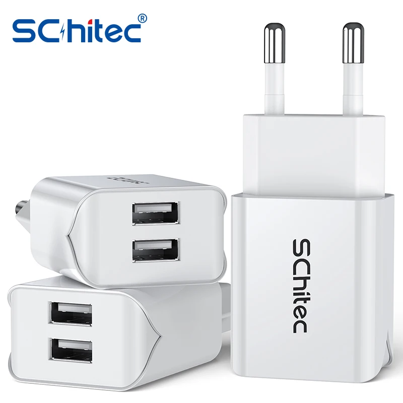 Schitec 5V 2A Eu Plug Fast 2 Usb Adapter Mobiele Telefoon Lader ...