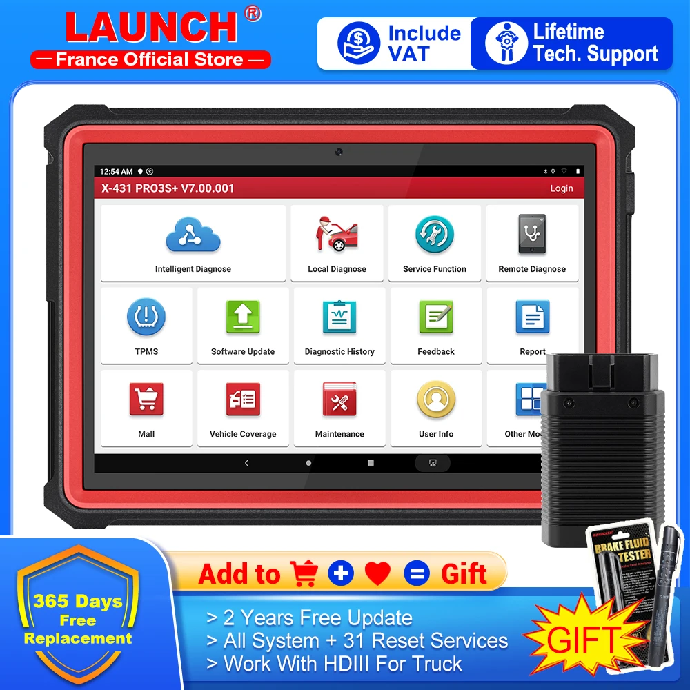 LAUNCH X431 PRO3S + 플러스 10.1 인치 자동차 진단 도구, 자동 OBD2 OBD 전체 시스템 스캐너, TPMS ECU 코딩 활성 테스트 PK X431 ...