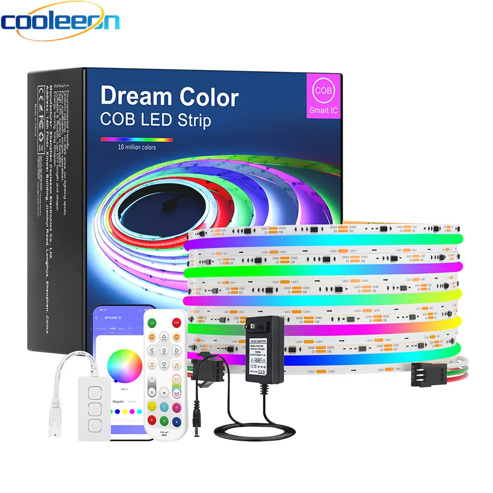 RGB-IC-Addresssable-COB-LED-Strip-Light-Wifi-Kit-Google-Home-Alexa ...