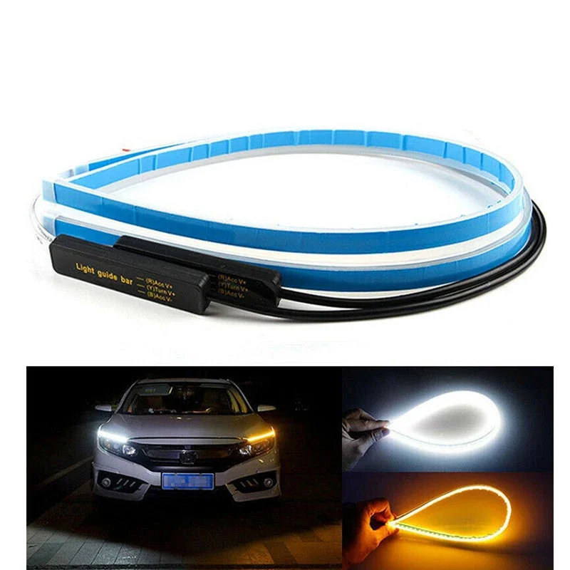New-2pcs-LED-Car-Strip-Headlights-Daytime-Running-Light-Flexible ...