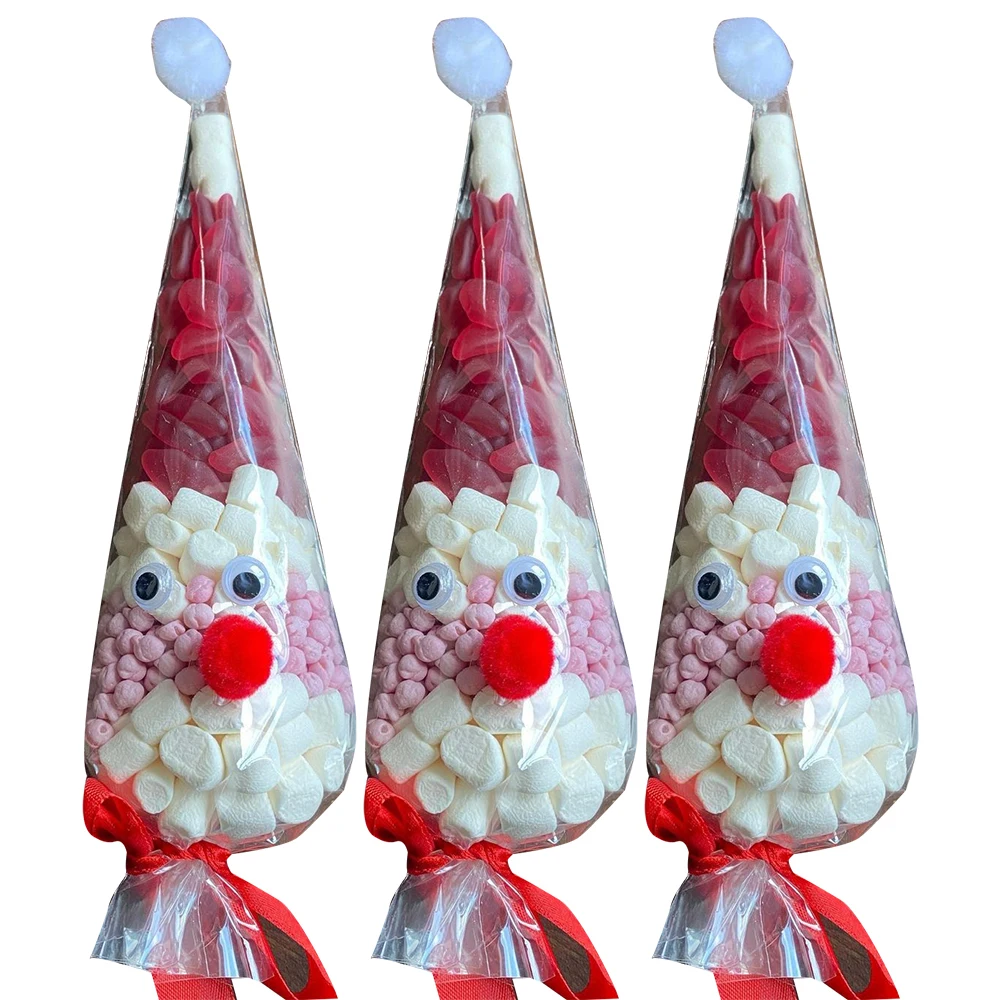 50pcs-Christmas-Sweet-Cones-Bags-DIY-Santa-Claus-Reindeer-Plastic-Candy ...