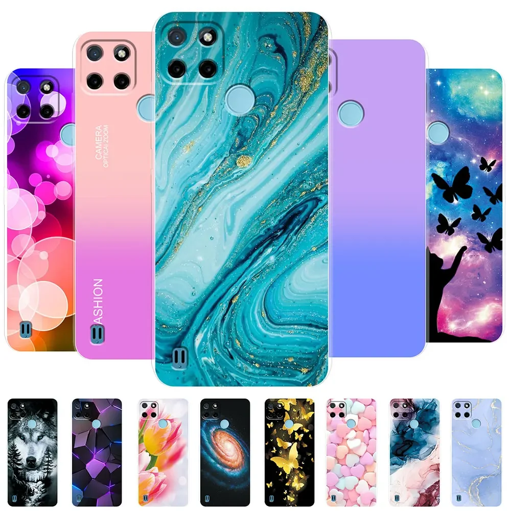 For-Realme-C21Y-C25Y-Case-Cover-Watercolor-Marble-Transparent-Cases-For ...