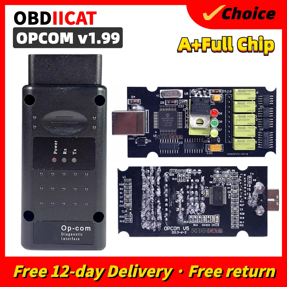 OBDIICAT-OPCOM-V1-99-with-PIC18F458-chip-OP-COM-obd2-Scanner-Diagnostic ...