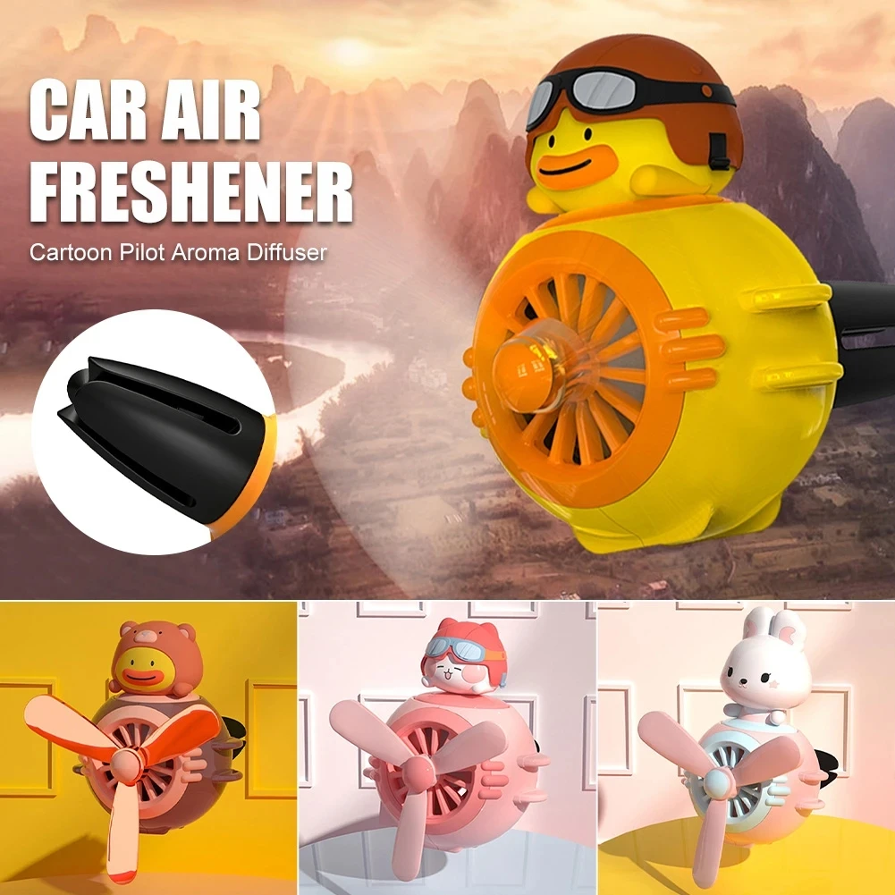 Car-Air-Freshener-Cartoon-Duck-Pilot-Air-Outlet-Aroma-Diffuser-Rotating ...