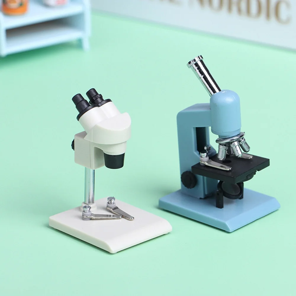 1PC-Miniature-Blue-White-Microscope-Scale-Model-Dollhouse-1-12 ...