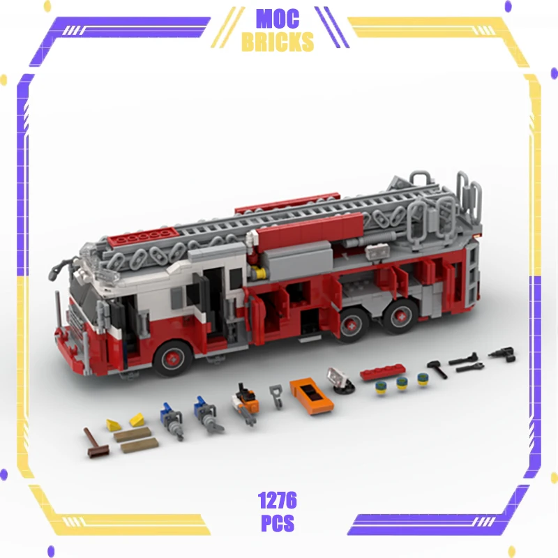 Car Series Moc Building Blocks New York Fire Brigade Ladder 102 Express ...