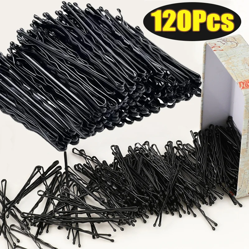 120Pcs Black Wavy Small Clips Barrettes Hairpin Fashion Simple Black ...
