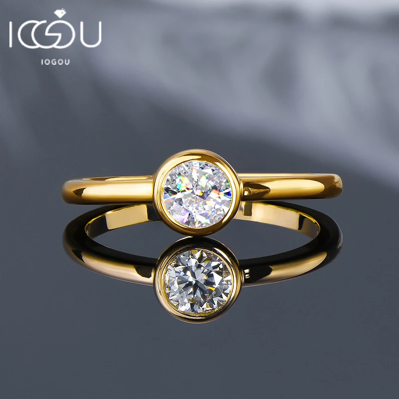 IOGOU-18K-Gold-Plated-0-5CT-Bezel-Moissanite-Rings-for-Women-Silver-925 ...