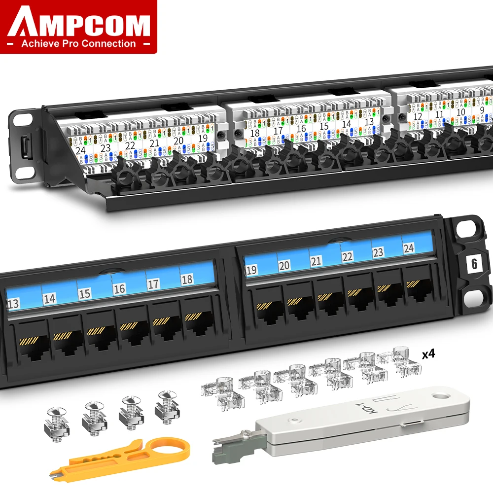 Rack De Gabinete Ampcom 19 Polegadas Patch Panel, Cat6 Cat5e Montagem ...