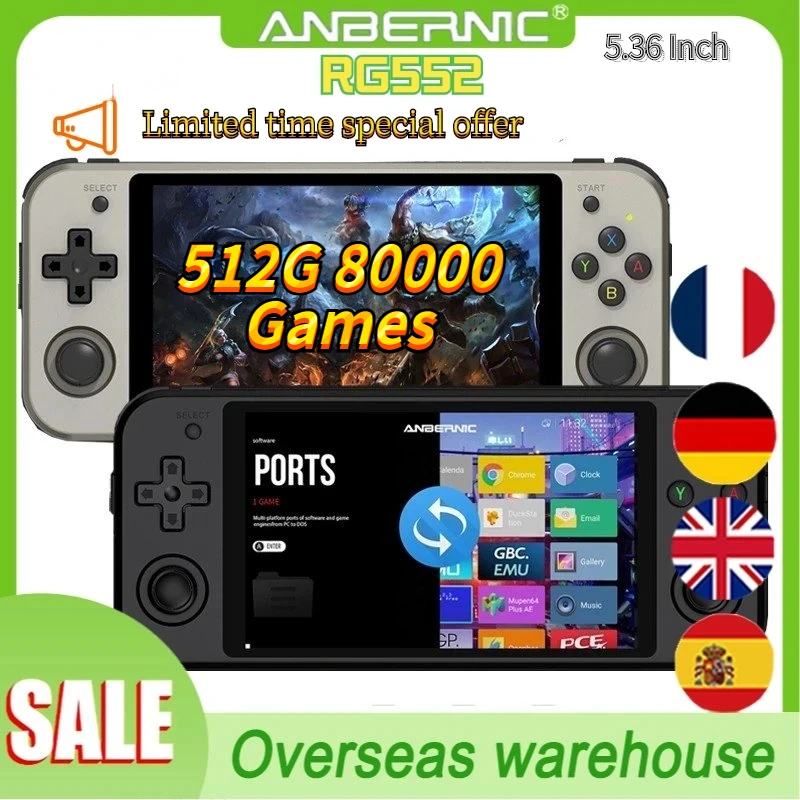 Anbernic RG552 Console de Vídeo Retro HD, Sistemas Duplos, Android ...