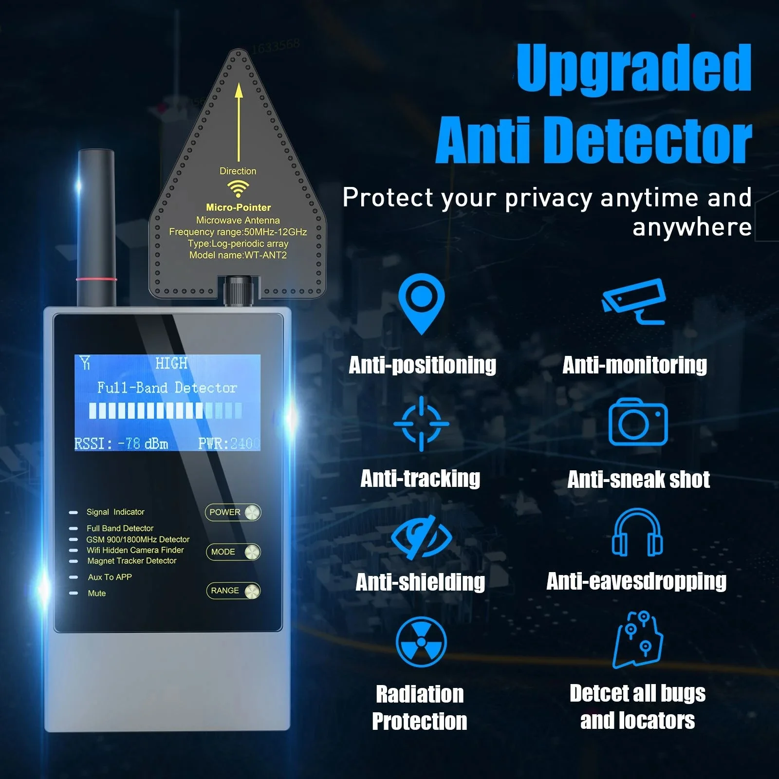 Bug-Detector-RF-Signal-Detector-Anti-Tracking-Strong-Magnetic-For ...