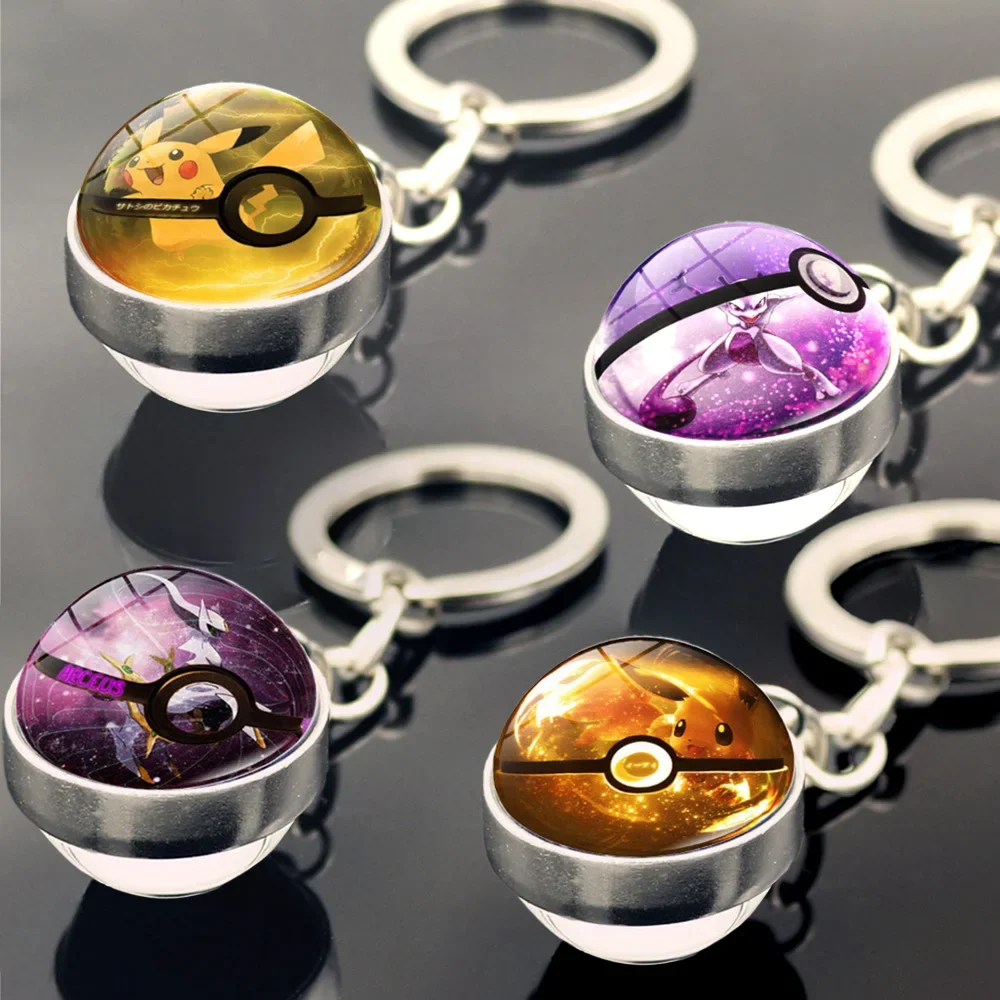 Pokemon-Poke-Ball-Keychain-Anime-Pikachu-Eevee-Action-Figures-Double ...