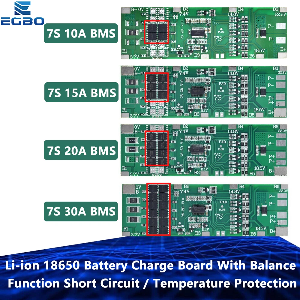 BMS 7S 24V 10A 15A 20A 30A Li-ion 18650 Battery Charge Board With ...