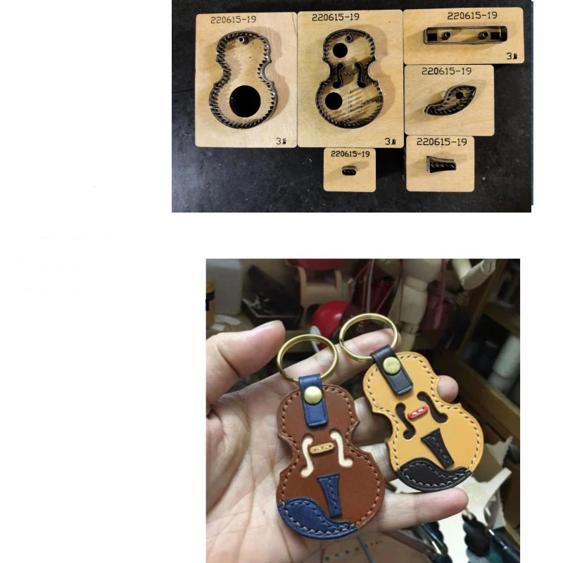Violin-Pattern-Keychain-Tag-Pendant-DIY-Guitar-Pendant-Wooden-Steel ...