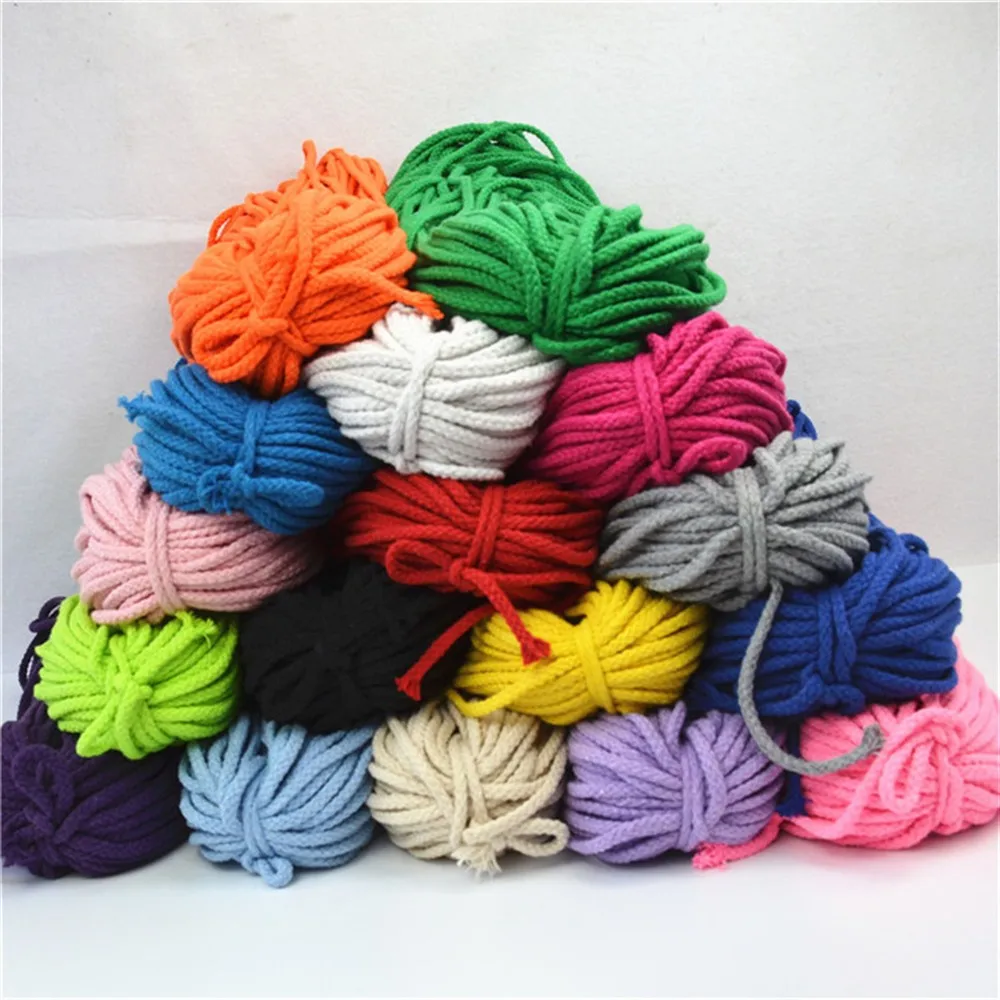 2-16meter 7mm Hollow Cotton Rope Decorative Twisted Braided Colored ...